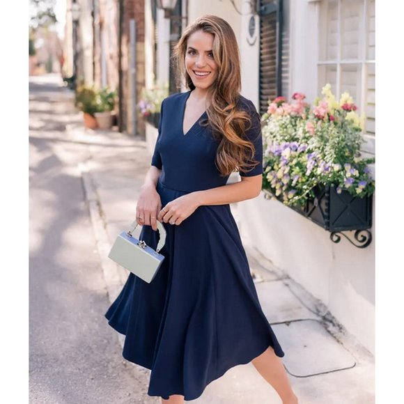 Gal Meets Glam | Dresses | New Gal Meets Glam Navy Edith City Fit Flare Midi Dress 8 | Poshmark